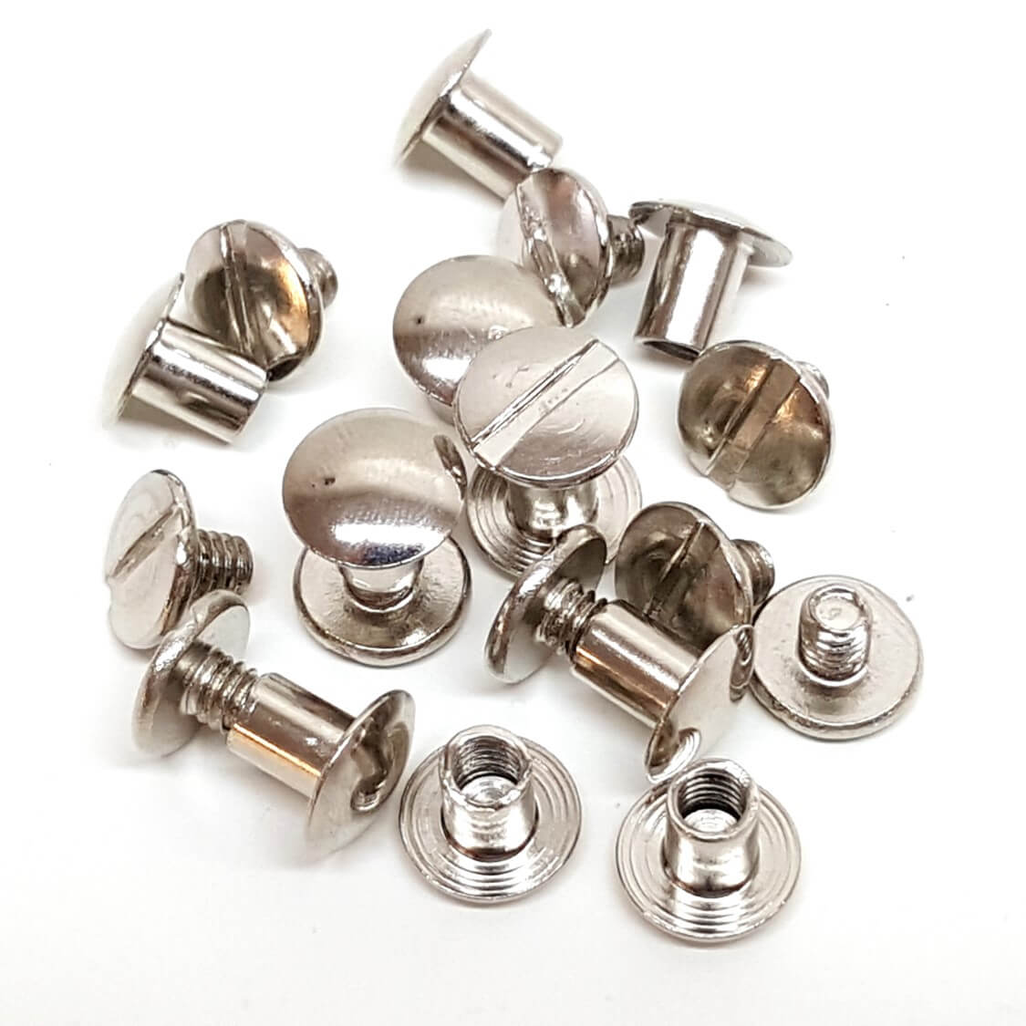 100 Pack of 3/8" Silver Nickel Chicago Screws ⋆ Saddles N Such | SMC