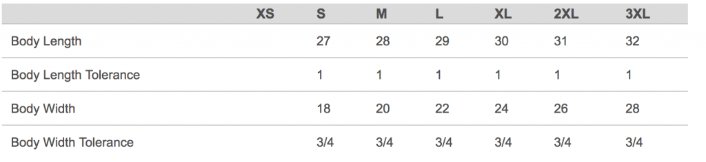Mens Shirts Size Chart ⋆ Saddles N Such | SMC