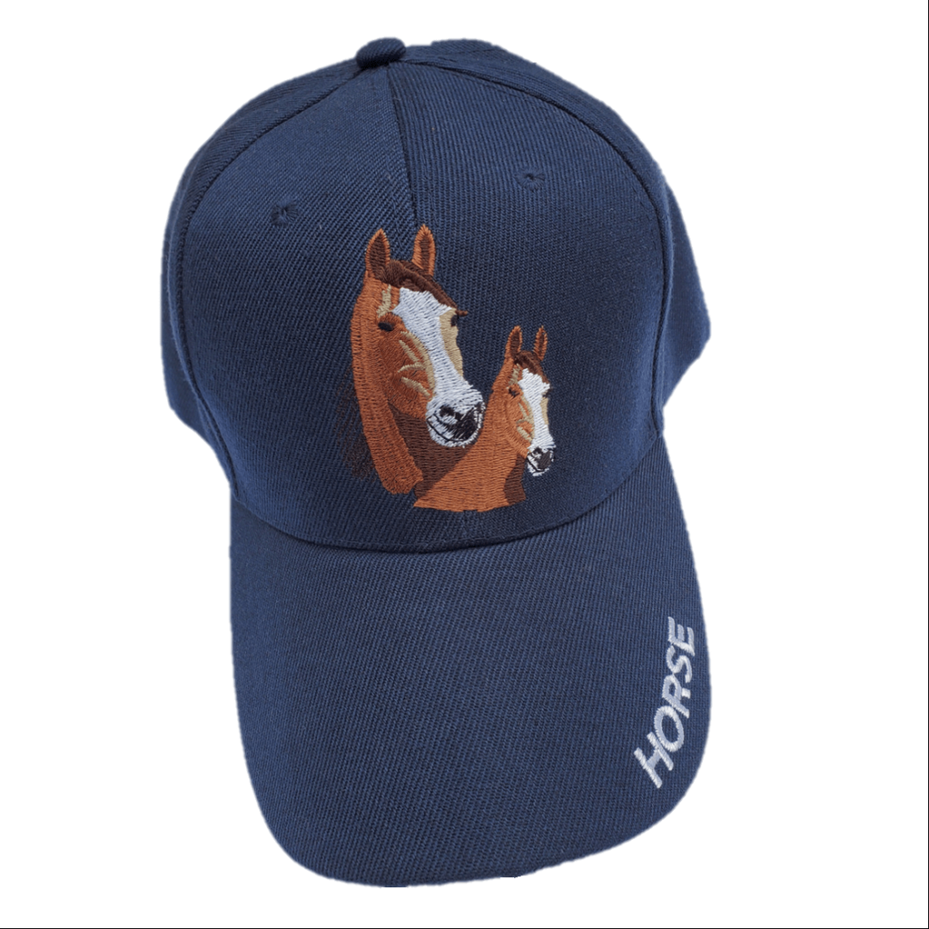 Embroidered Horse Heads Navy Blue Hat Ball Cap ⋆ Saddles N Such | SMC
