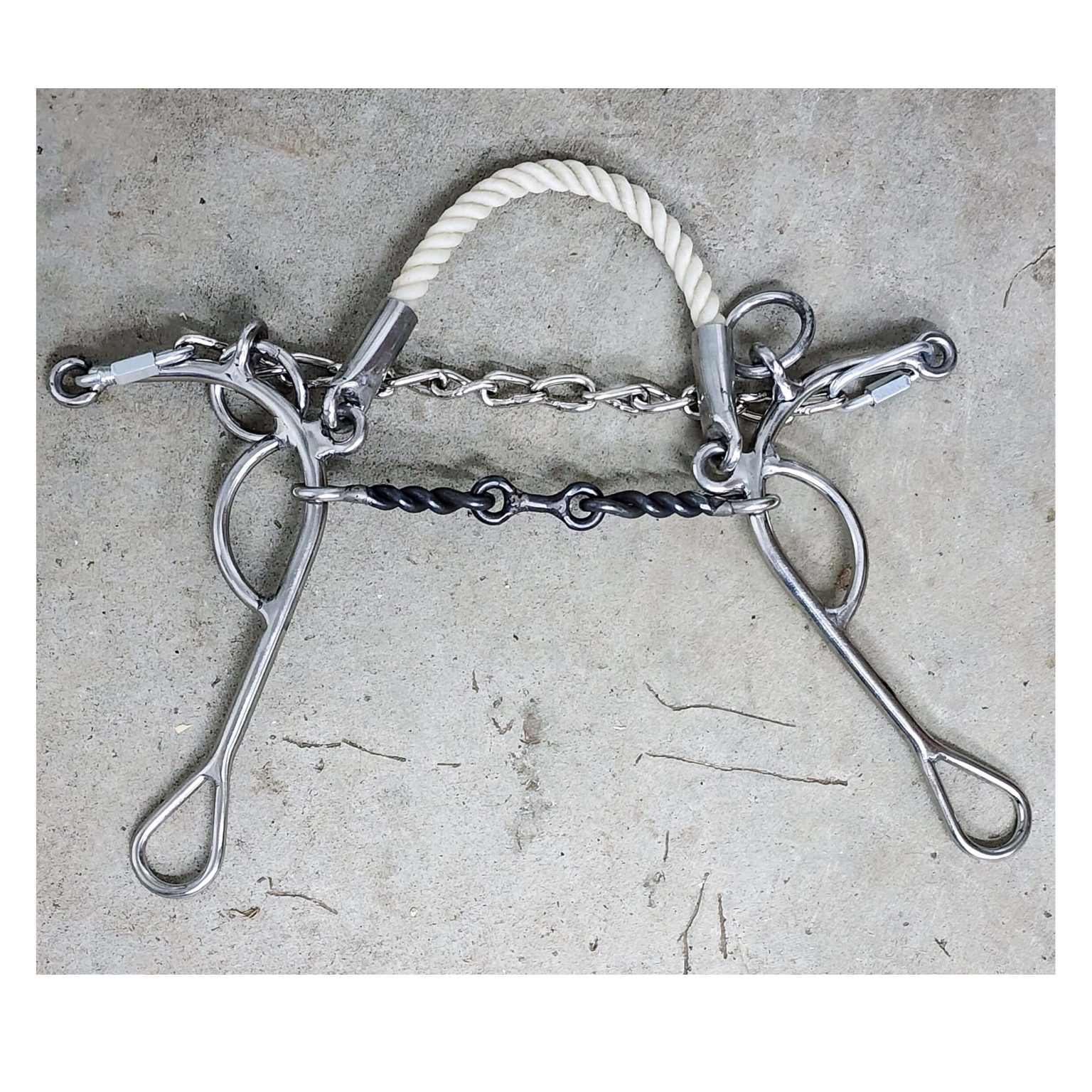 5" Stainless Steel Twisted Wire Dog Bone Rope Nose Combo Hackamore/Gag ...