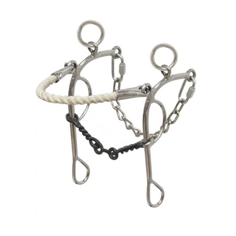 5" Stainless Steel Twisted Wire Dog Bone Rope Nose Combo Hackamore/Gag ...