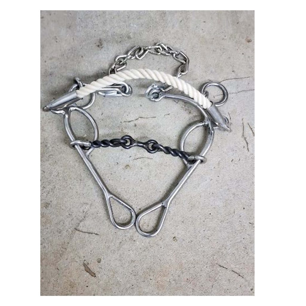 5" Stainless Steel Twisted Wire Dog Bone Rope Nose Combo Hackamore/Gag ...