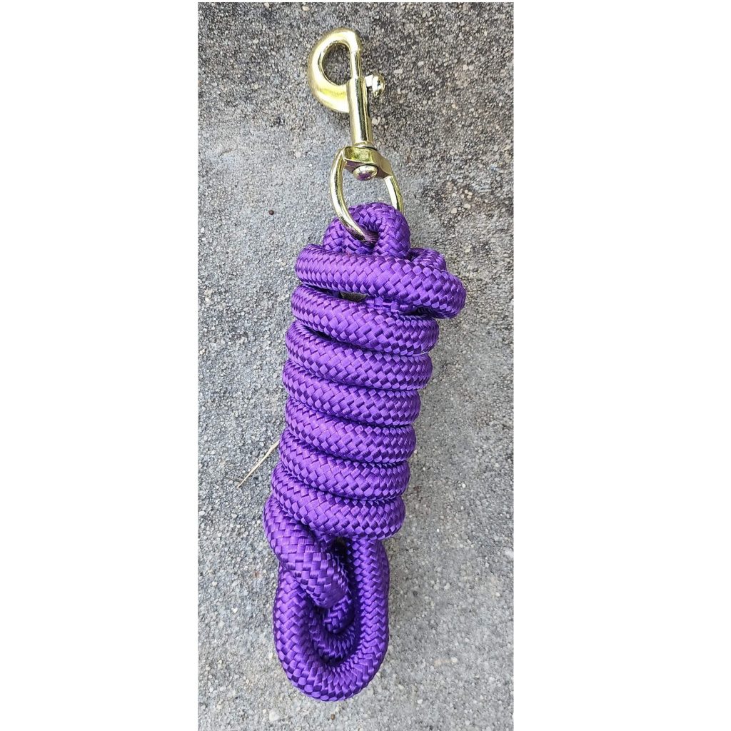 5/8" x 8' Poly Nylon Lead w/Brass snap Purple Color ⋆ Saddles N Such | SMC