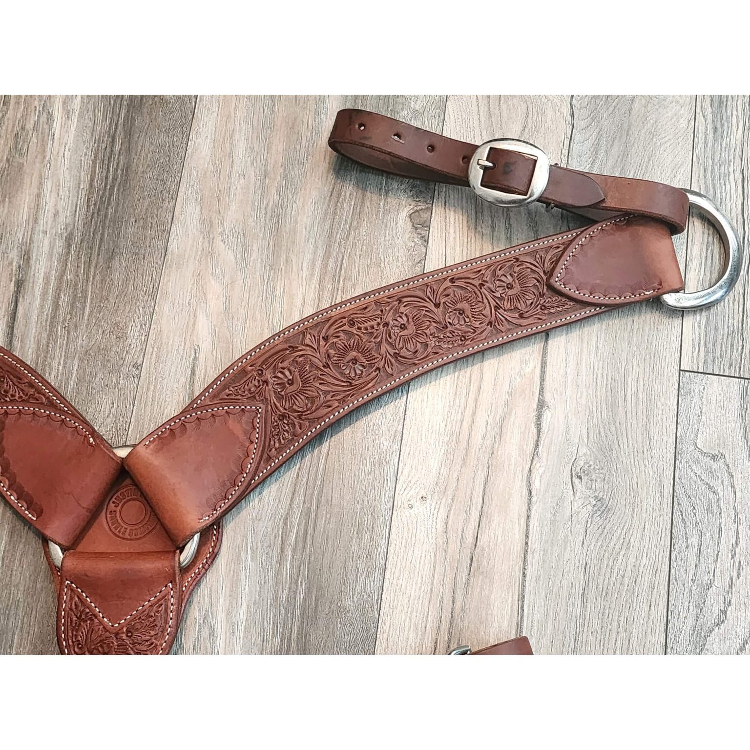 Western Brown Color Tooled Leather Roping Breast Collar ⋆ Saddles N ...