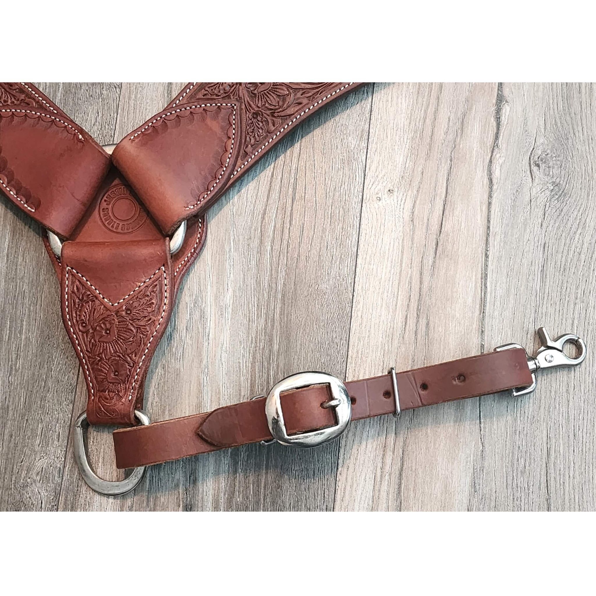 Western Brown Color Tooled Leather Roping Breast Collar ⋆ Saddles N ...