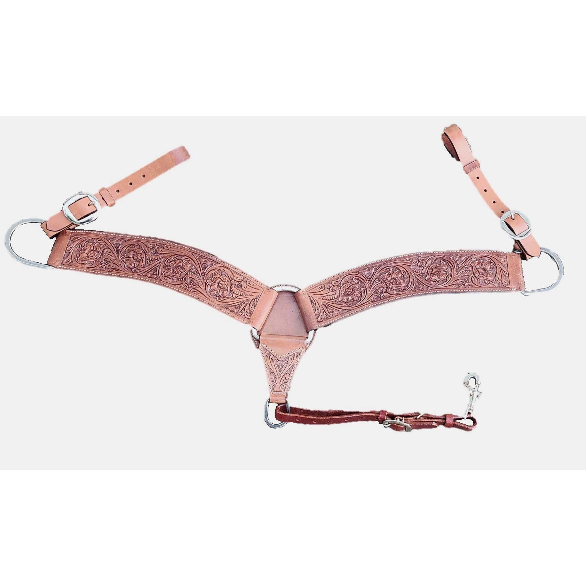 Western Brown Color Tooled Leather Roping Breast Collar ⋆ Saddles N ...
