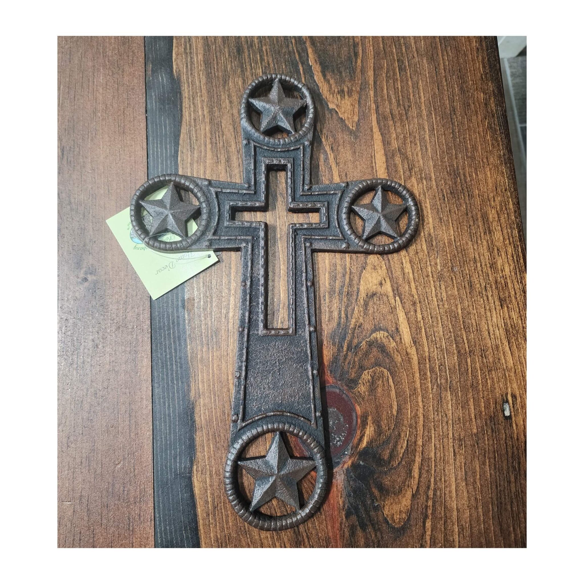 Black Cast Iron Wall Cross with Stars to Hang up ⋆ Saddles N Such | SMC