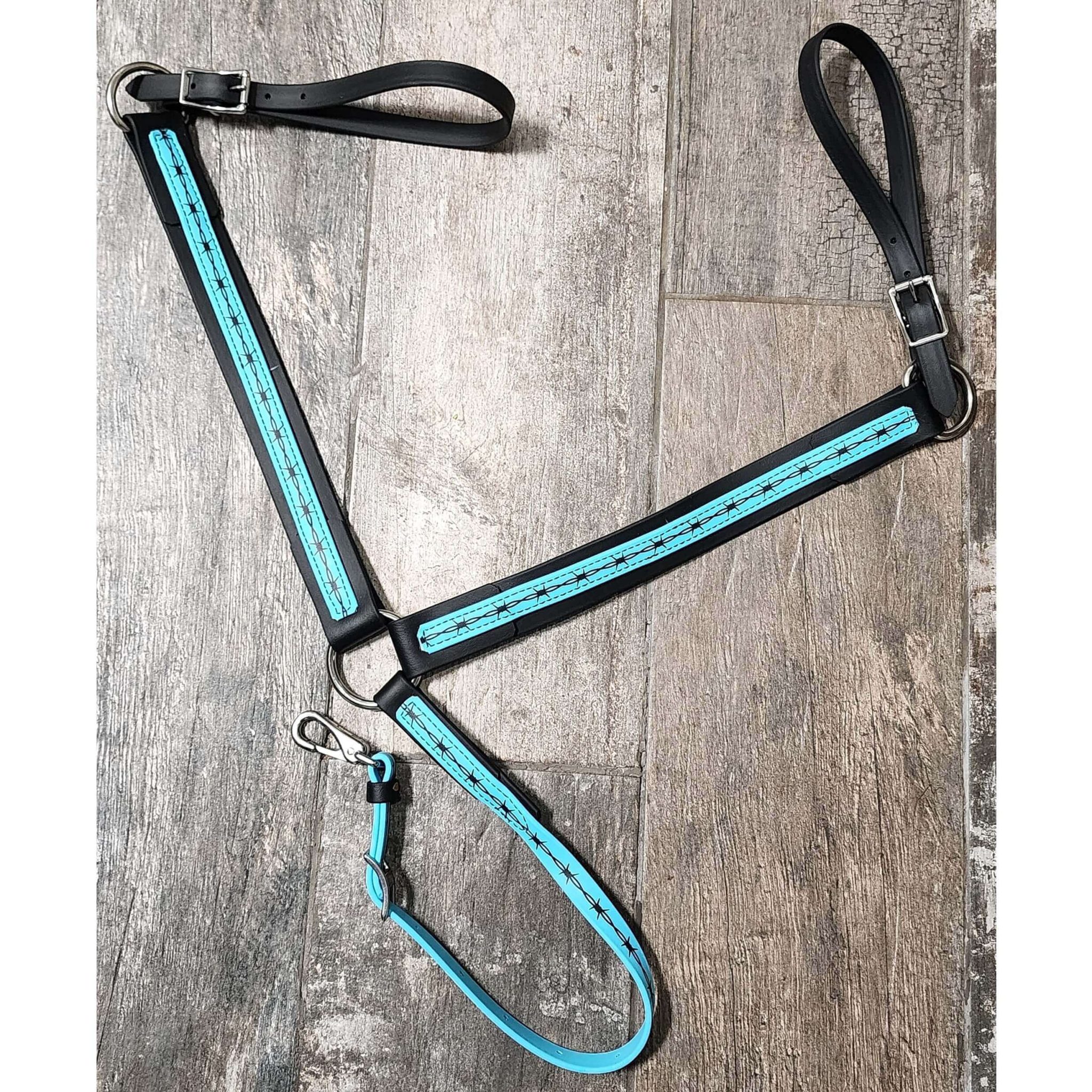 Black Color Beta Biothane Breast Collar w/Baby blue overlay/Barbwire ⋆ ...