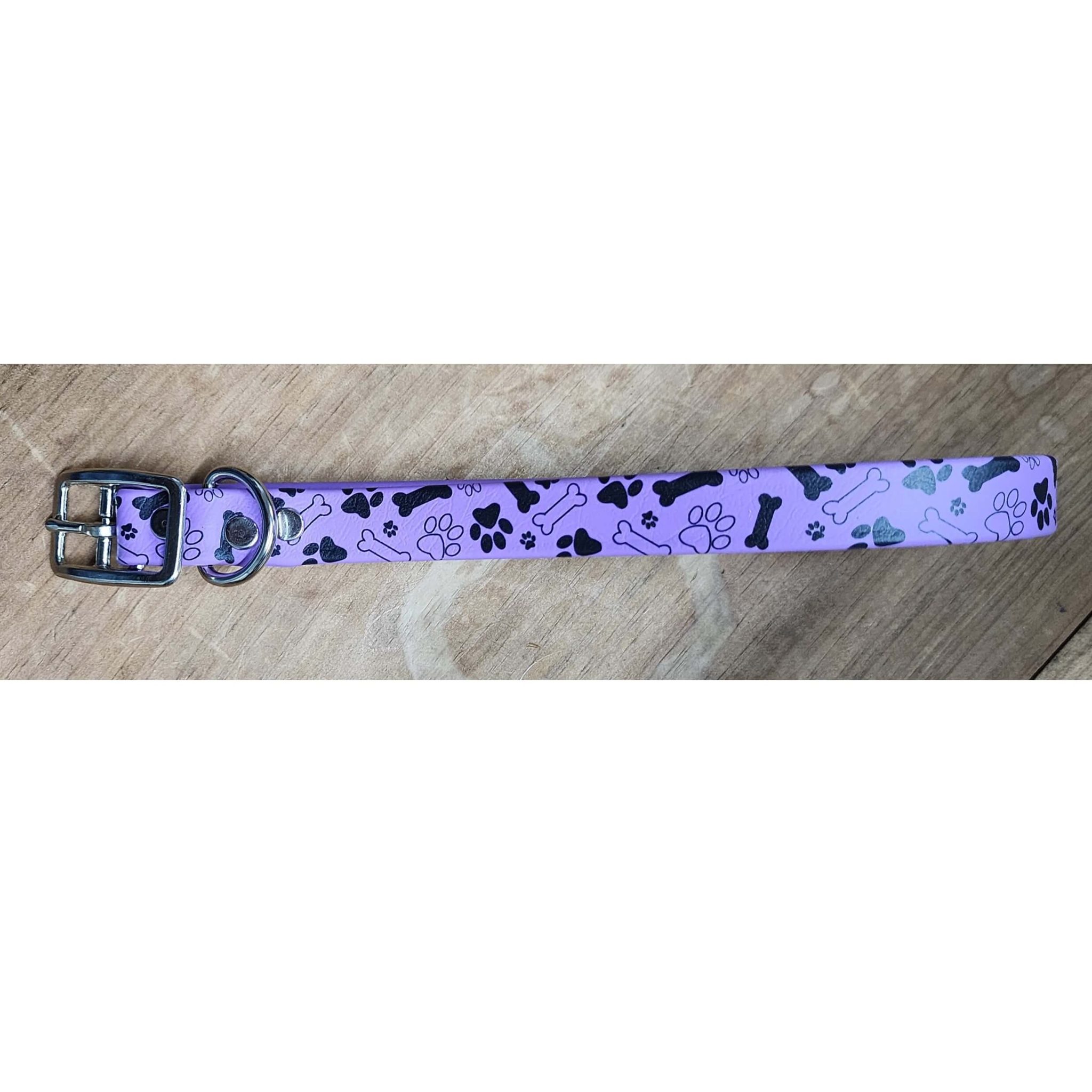 Purple Biothane Dog Collar with Paws & Dog Bone ⋆ Saddles N Such | SMC