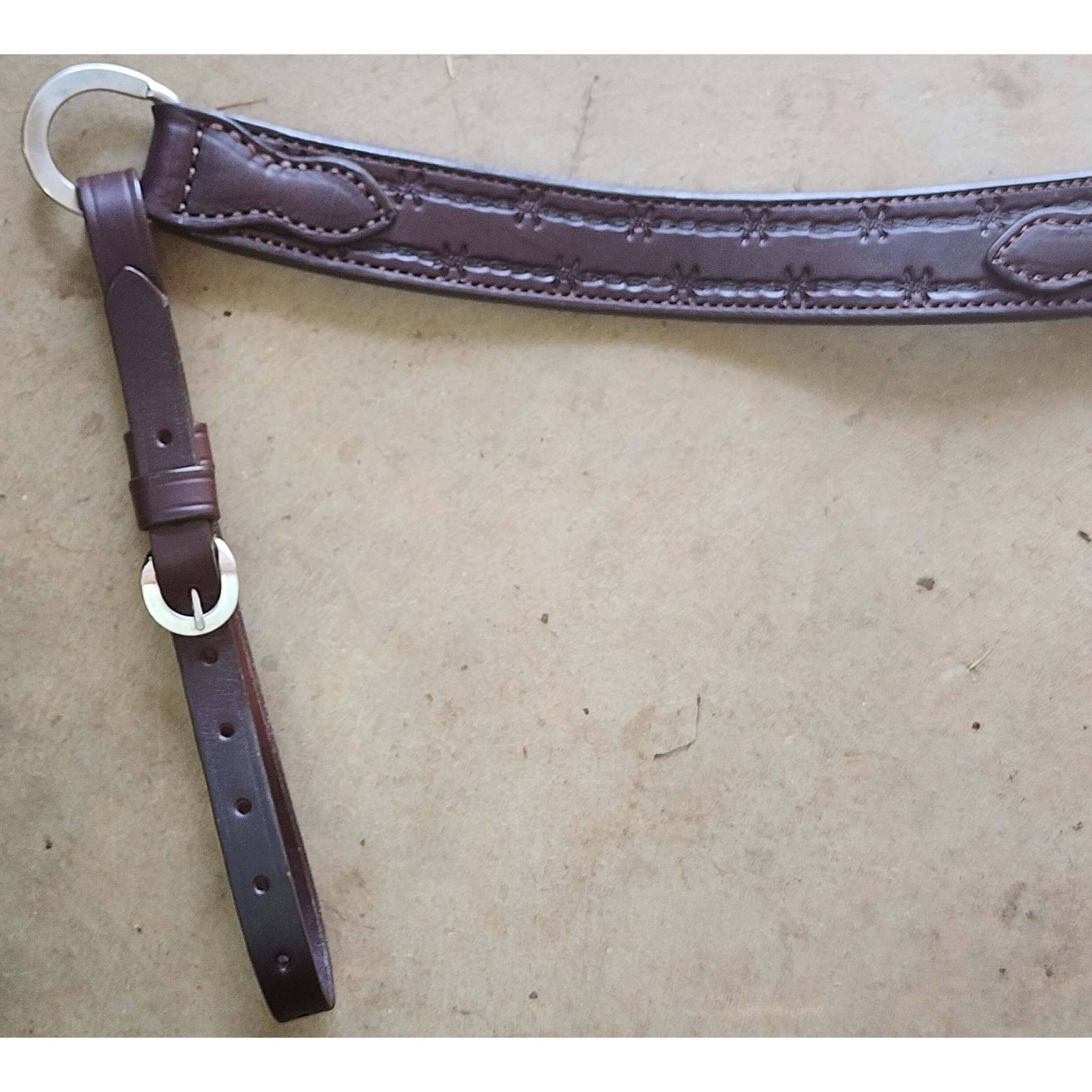 Western 2" Wide Medium Oil Leather Roping Breast Collar w/Barbwire ...