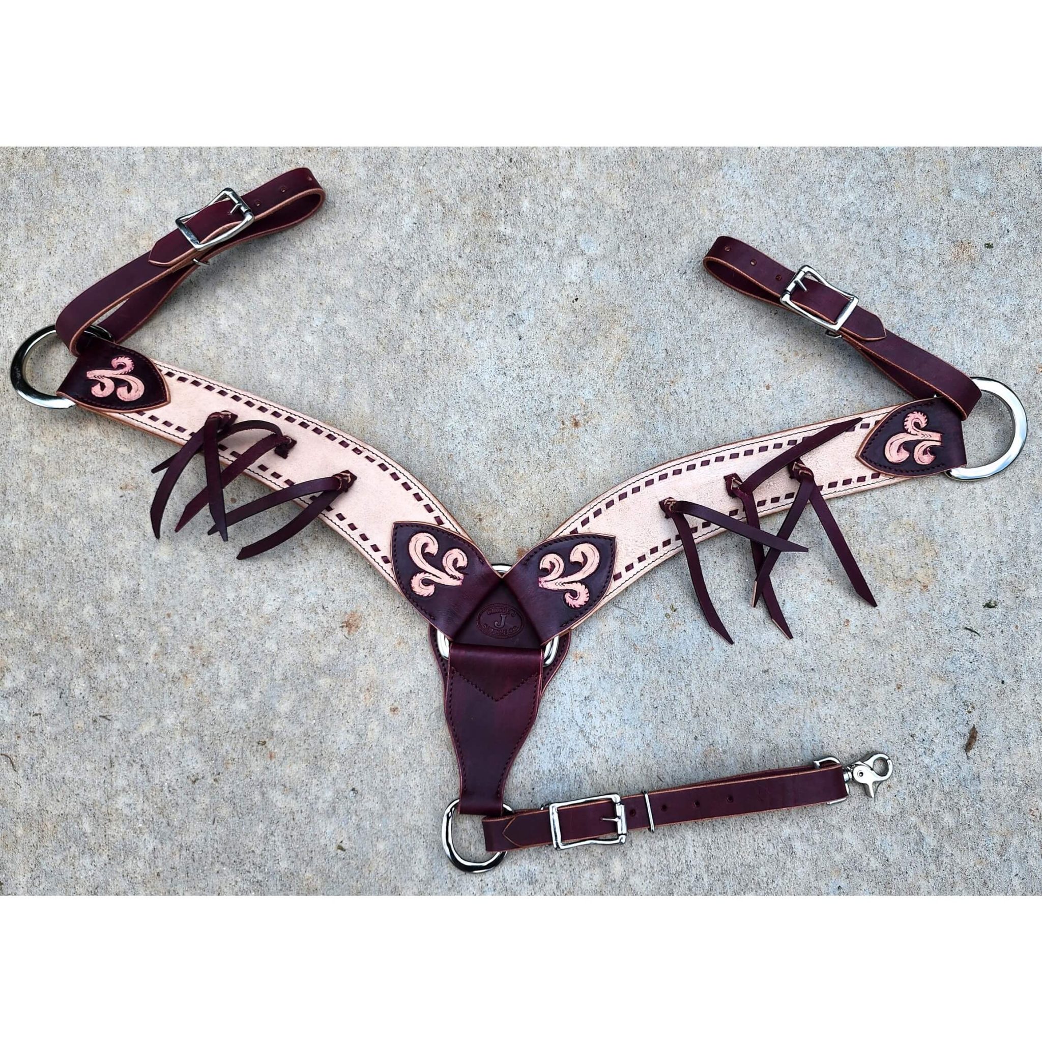 Western Natural Color Roping Leather Breast Collar/Bridle w/Latigo ...