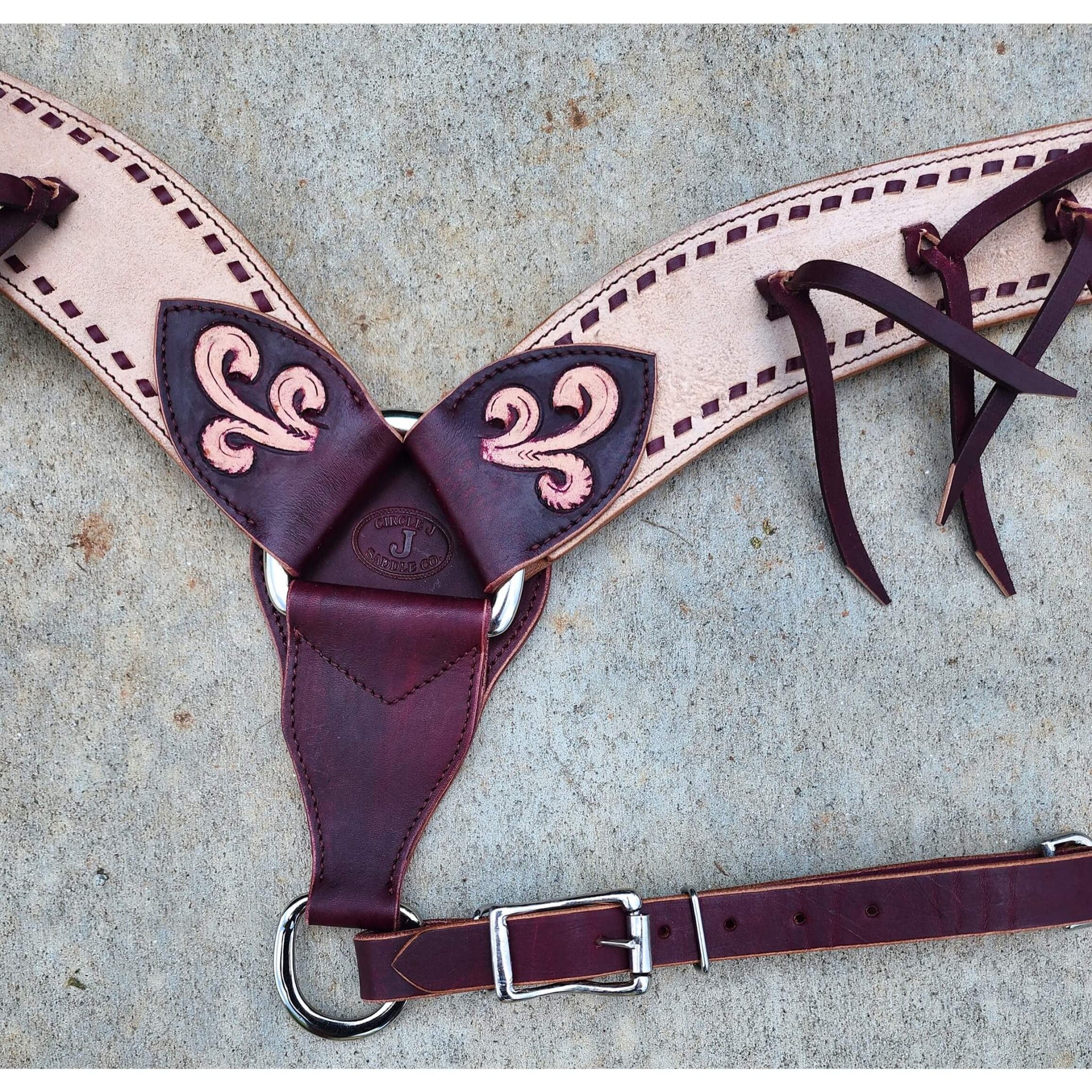 Western Natural Color Roping Leather Breast Collar/Bridle w/Latigo ...