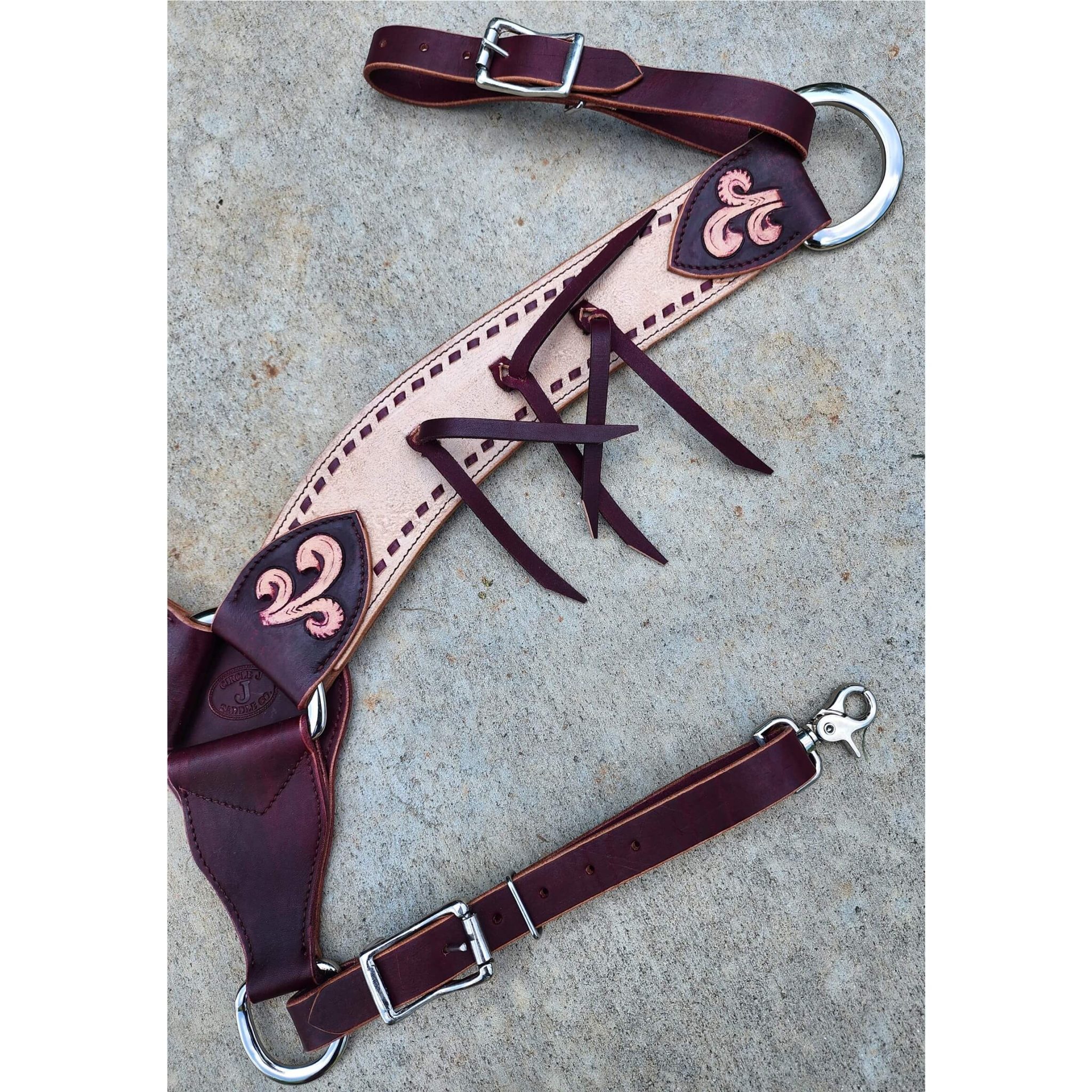 Western Natural Color Roping Leather Breast Collar/Bridle w/Latigo ...