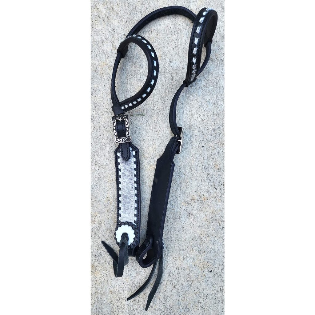 Western Black Color Roping Leather Breast Collar/Double Ear Bridle w ...