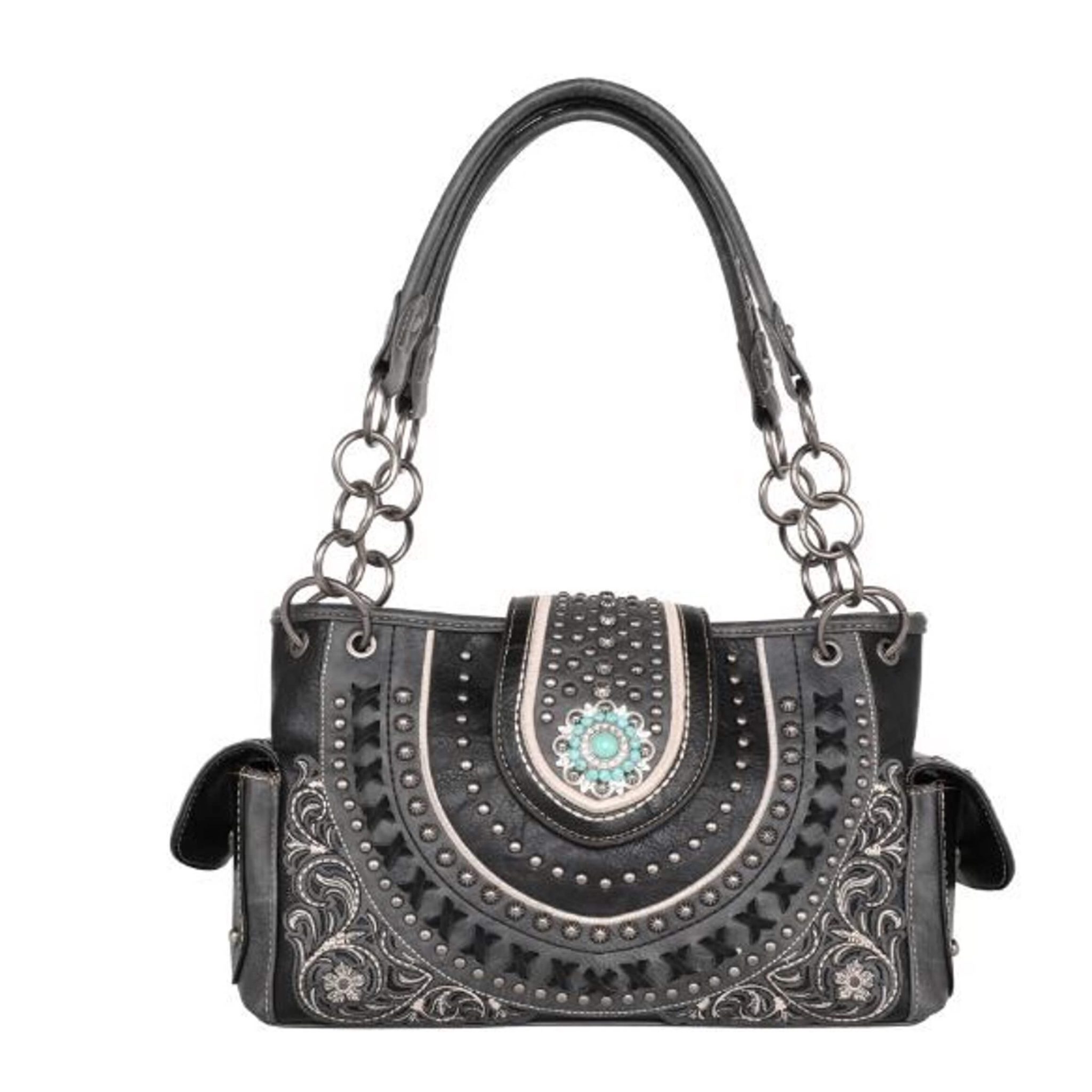 Montana West Black Color Concho Collection Concealed Carry Satchel Set ...